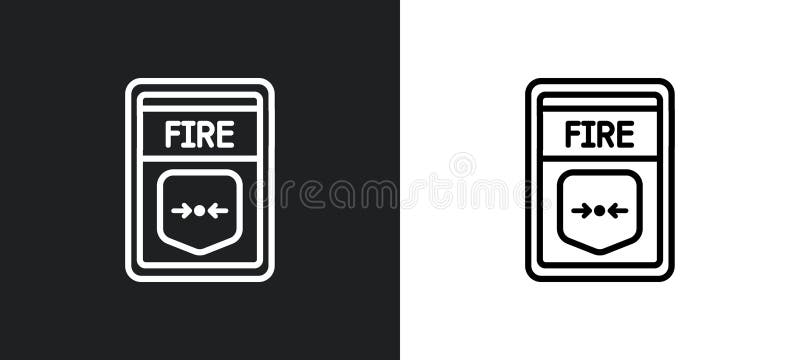 Fire Button Outline Icon in White and Black Colors. Fire Button Flat ...