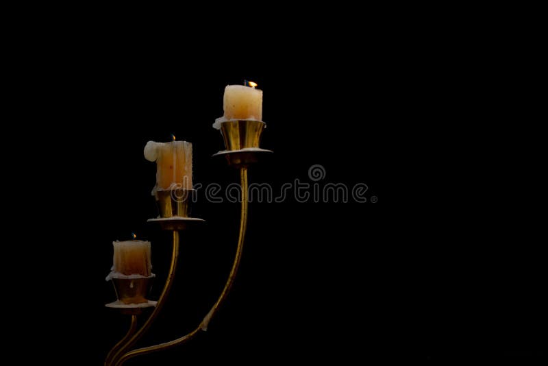 Fire from Candles in a Candlestick Stock Photo - Image of heat, light ...