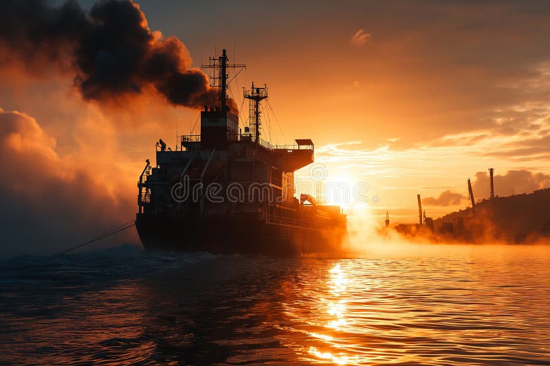 Fire on a Cargo Ship Carrying Containers Stock Illustration ...