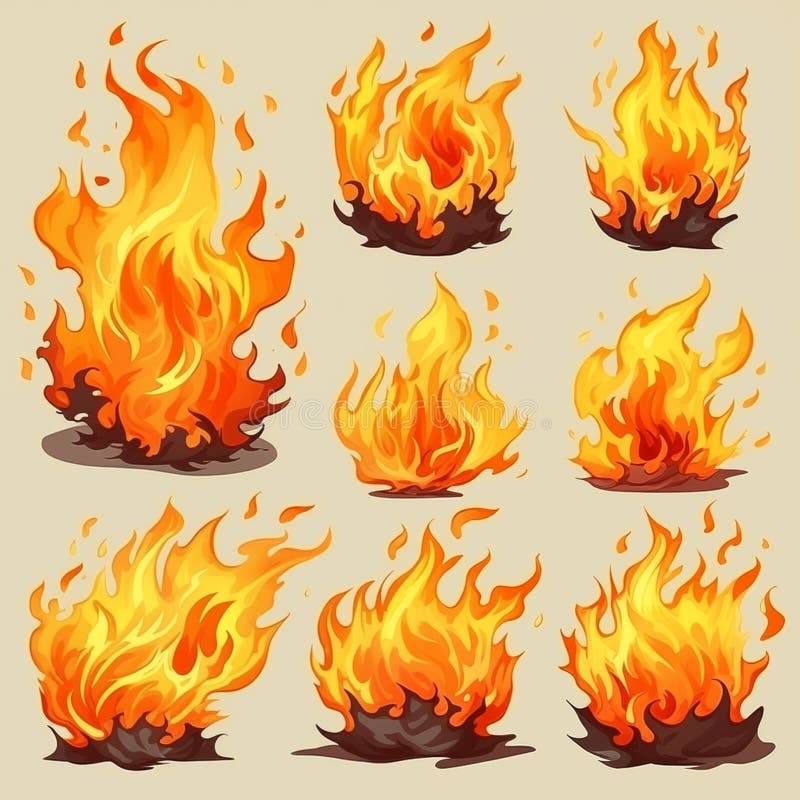 Fire cartoon collection stock illustration. Illustration of fireball ...
