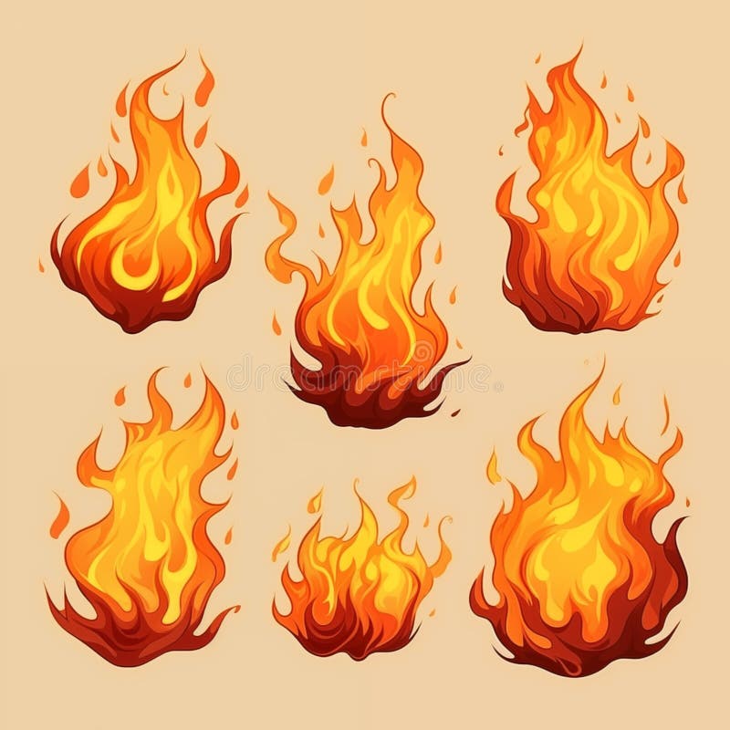 Fire cartoon collection stock illustration. Illustration of orange ...
