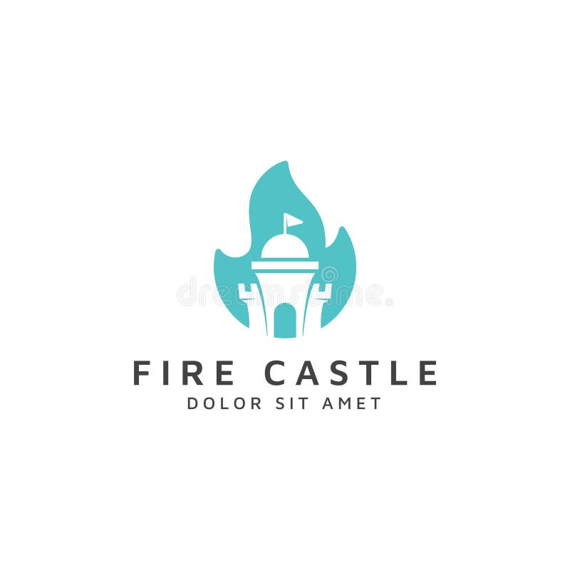 Fire and Castle Negative Space Logo Design Stock Vector - Illustration ...