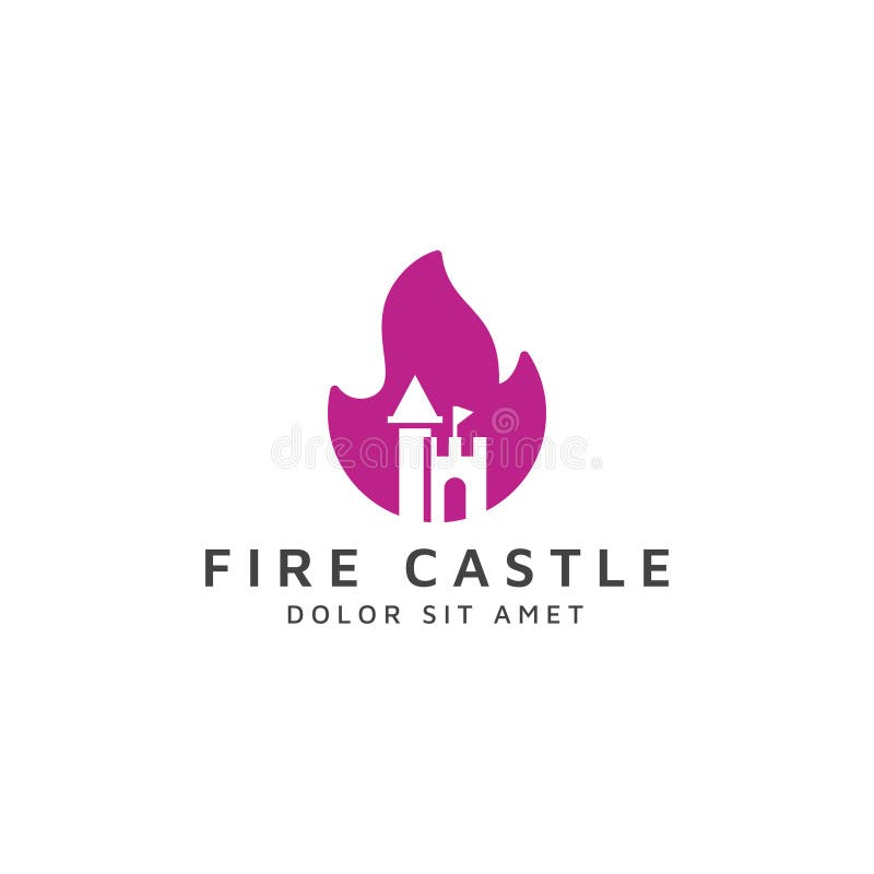 Fire and Castle Negative Space Logo Design Stock Vector - Illustration ...