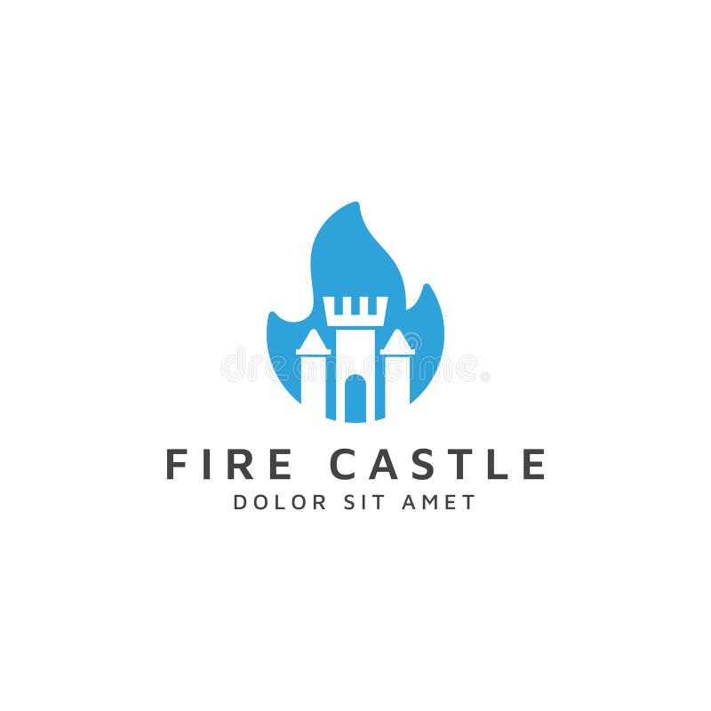 Fire and Castle Negative Space Logo Design Stock Vector - Illustration ...
