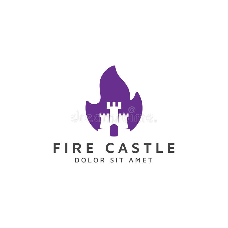 Fire and Castle Negative Space Logo Design Stock Vector - Illustration ...