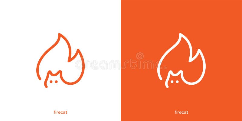 Simple Fire Cat Logo. Abstract Cat and Fire Flame Graphic Icons Stock ...