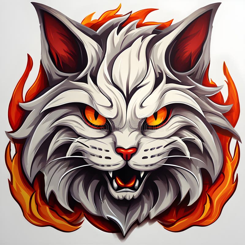 Fire Cat Logo stock illustration. Illustration of tabby - 318840330