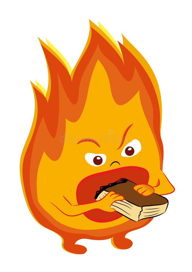 Fire Character Fire Eating a Book. Vector Illustration Stock Vector ...