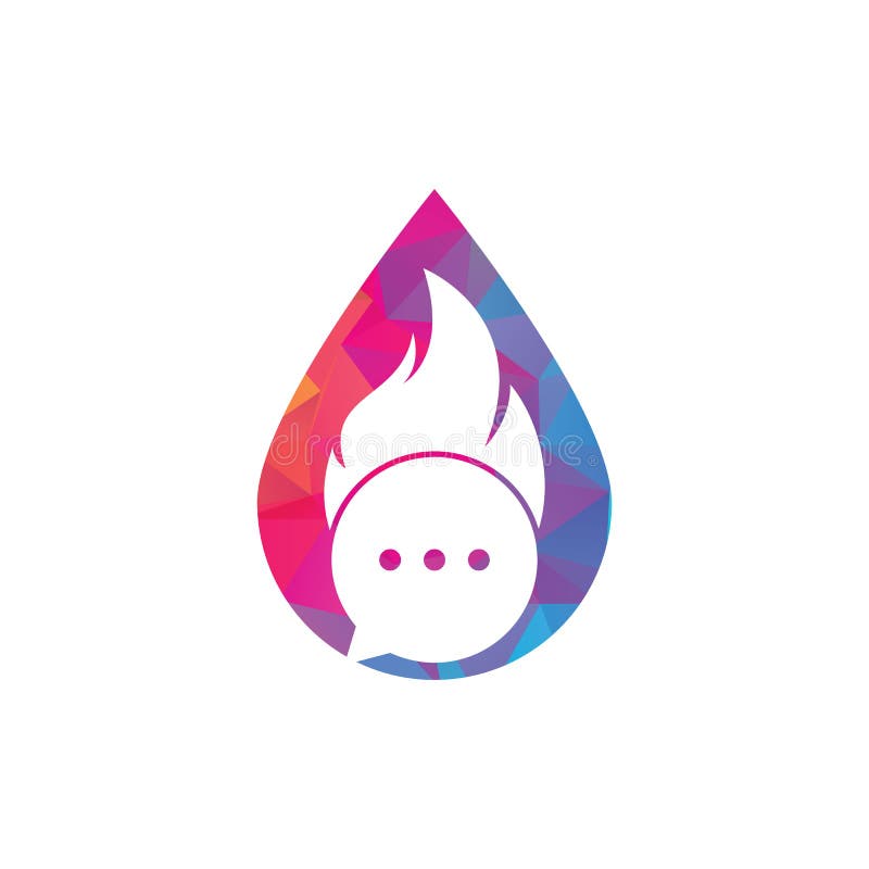 Fire Chat Drop Shape Concept Logo Template Vector. Stock Vector ...