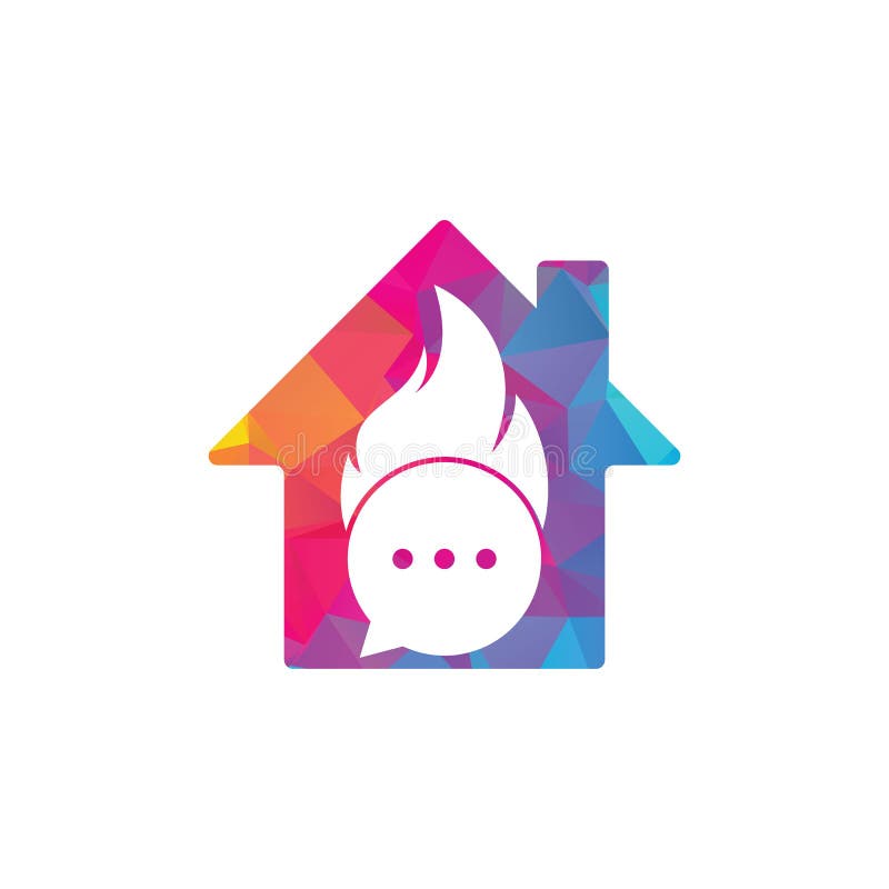 Fire Chat Home Shape Concept Logo Template Vector. Stock Vector ...
