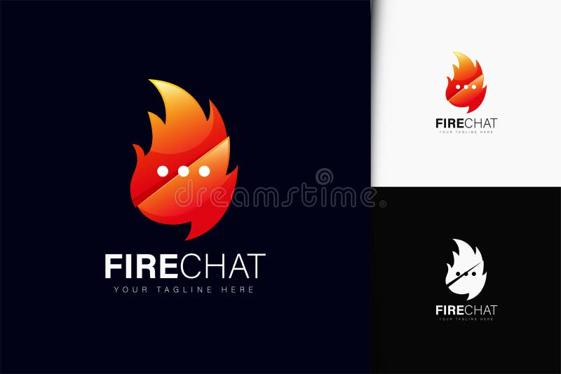 Fire Chat Logo Design with Gradient Stock Vector - Illustration of ...