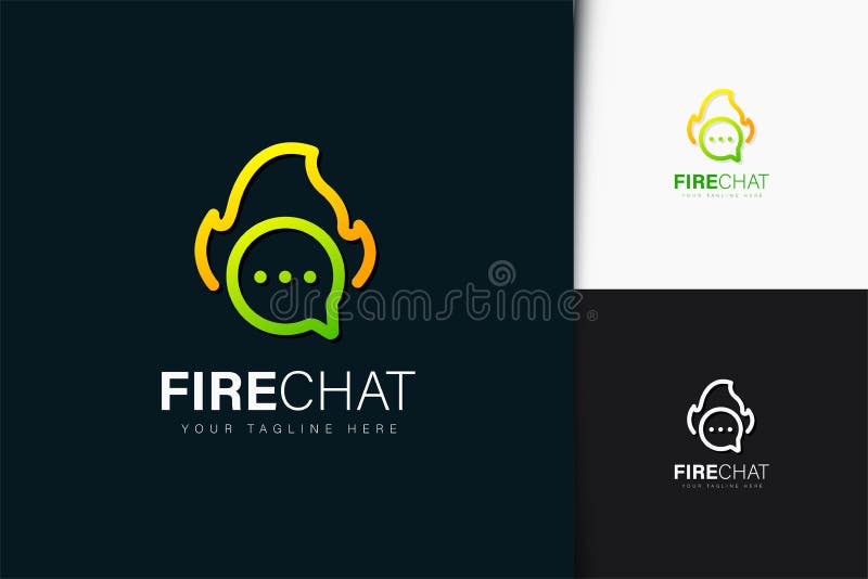 Fire Chat Logo Design with Gradient Stock Vector - Illustration of ...