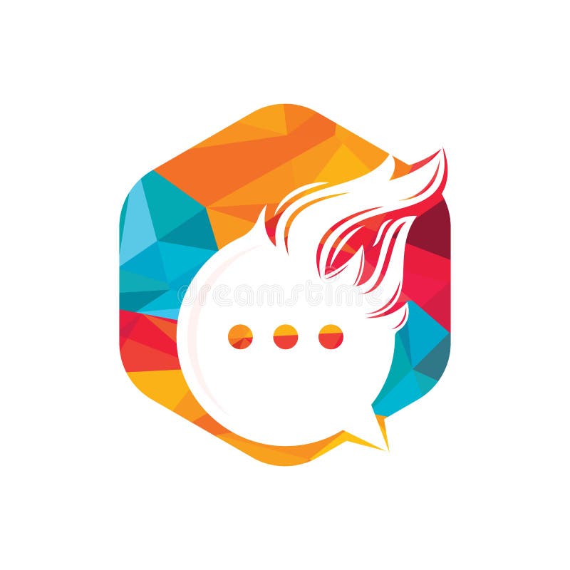 Fire Chat Vector Logo Design. Flame Talk Logo Design. Stock Vector ...
