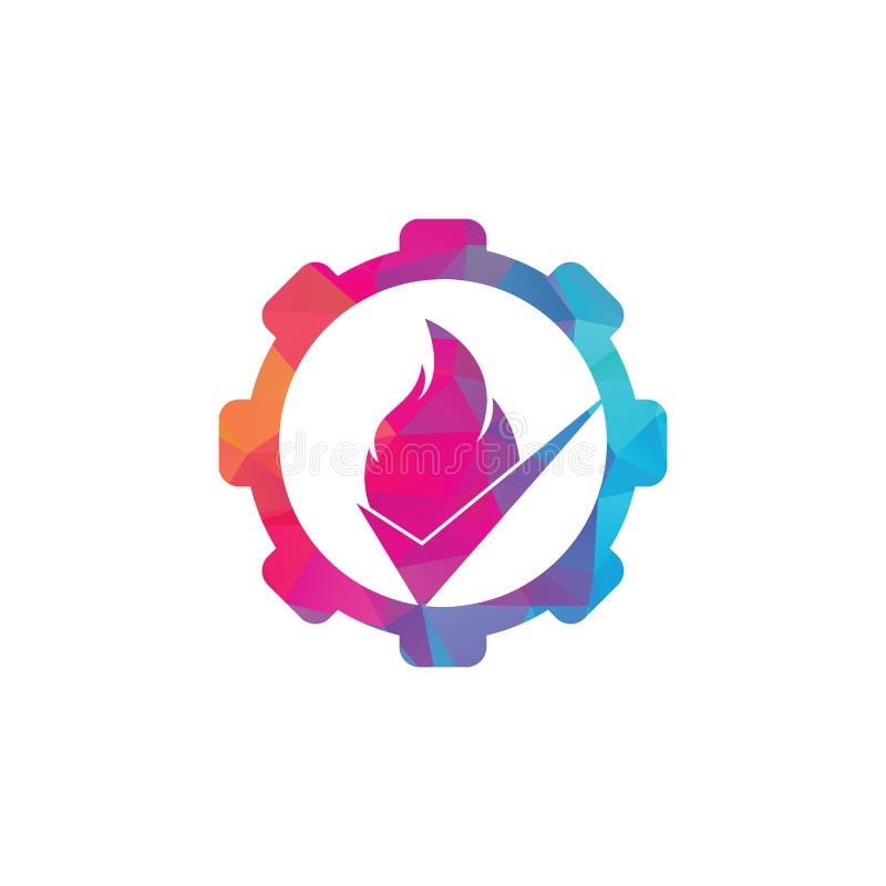 Fire Check Gear Shape Concept Vector Logo Design Stock Vector ...