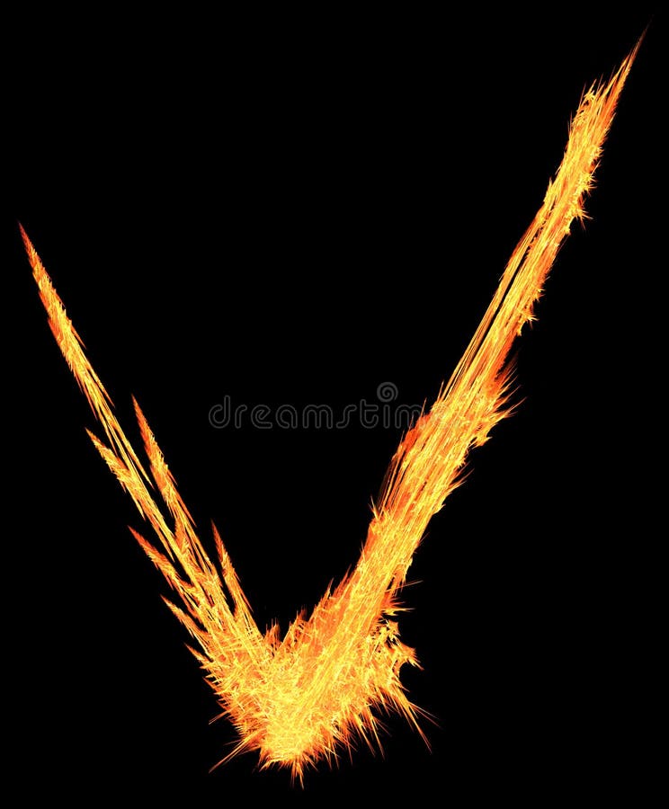 Checkmark Burning Fire Icon, Tick Flames, Symbol with Sparks Effect ...