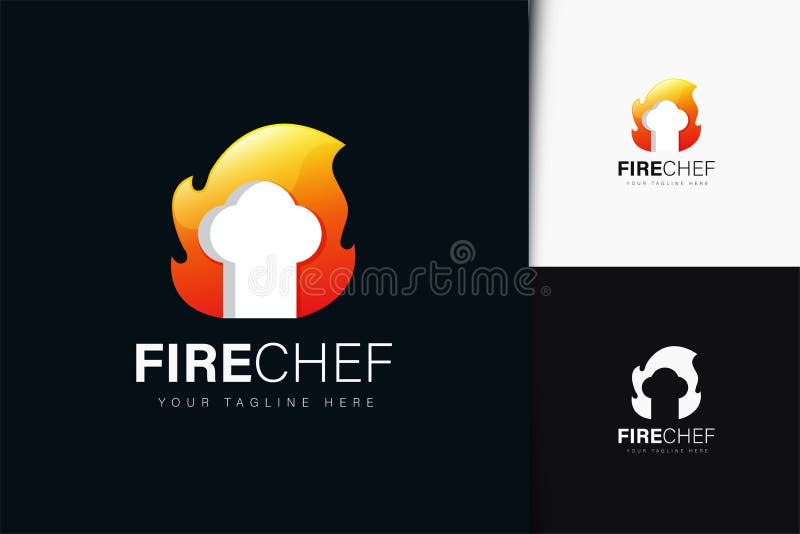 Fire Chef Logo Design with Gradient Stock Vector - Illustration of ...