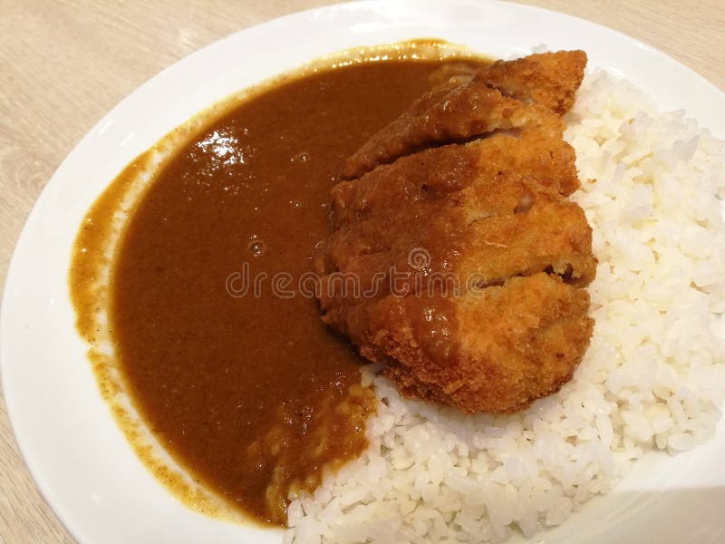 Fire Chicken with Curry Rice Stock Photo - Image of curry, chicken ...