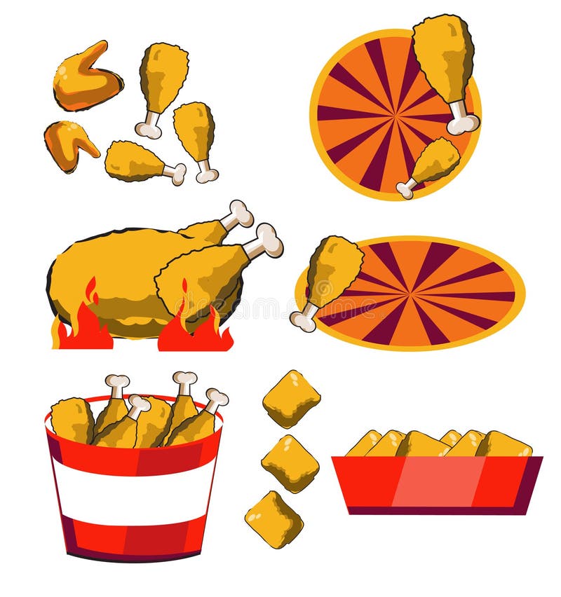 Fire Chicken Nugget Food Doodle Vector Seamless Pattern Isolated ...