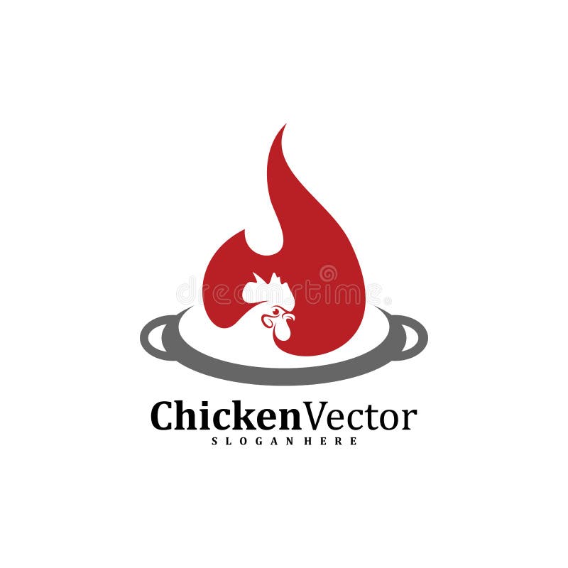 Fire Chicken Logo Design Vector Template, Rooster Illustration, Symbol ...