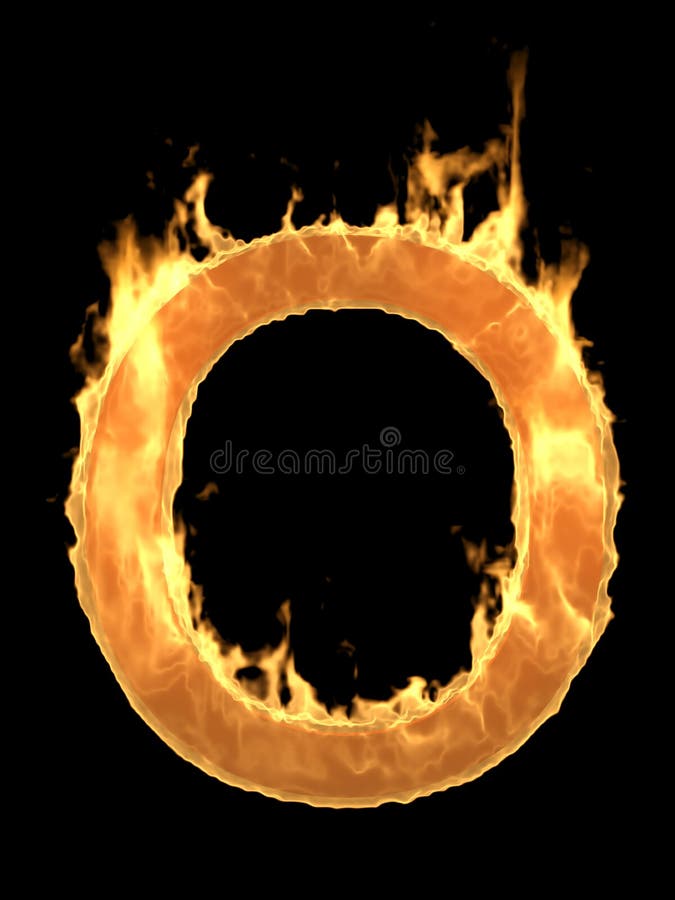 Fire Circle on Black Background,zero Flame Numbers.,3d Rendering Stock ...