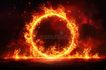 Fire Circle Frame with Glow and Burn Border Effect. Stock Image - Image ...