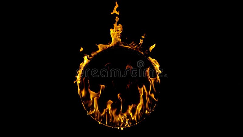 Fire Circle Isolated on Black Background Stock Image - Image of smoke ...