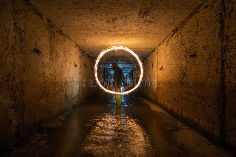 Fire Circle in an Underground Concrete Sewer or Drainage Collector ...