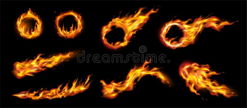 Fire Circles, Trails and Balls Stock Vector - Illustration of speed ...