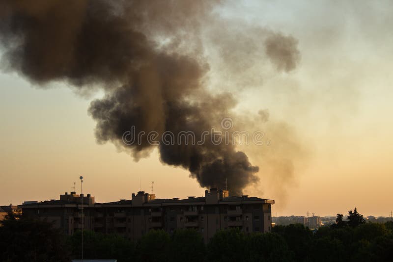 Fire in the city stock image. Image of smoke, level, combustion - 93270473