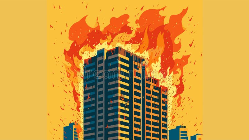 Drawing of a Burning High-rise Building Vector Stock Vector ...