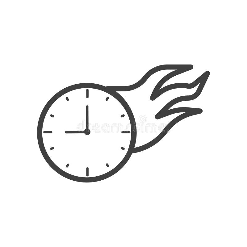 Fire Clock Vector Illustration Outline Isolated Flat Illustration ...