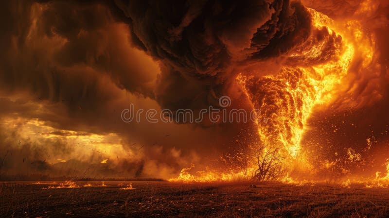 Fire Cloud Eruption Field stock photo. Image of disaster - 375108402