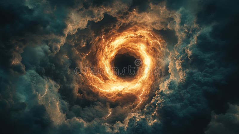 Fire Cloud Vortex Circle Hole Background, Lightning Stock Illustration - Illustration of cloud ...