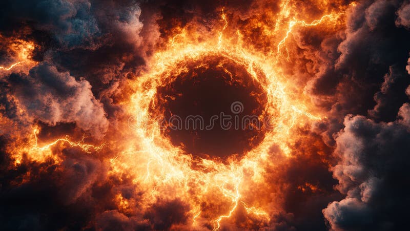 Fire Cloud Vortex Circle Hole Background, Lightning Stock Illustration - Illustration of energy ...