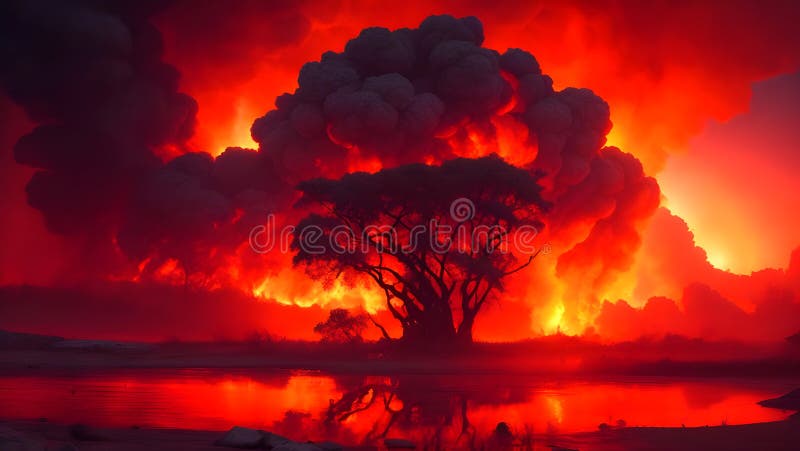 Fire in the Clouds Ai Generated Stock Illustration - Illustration of ...