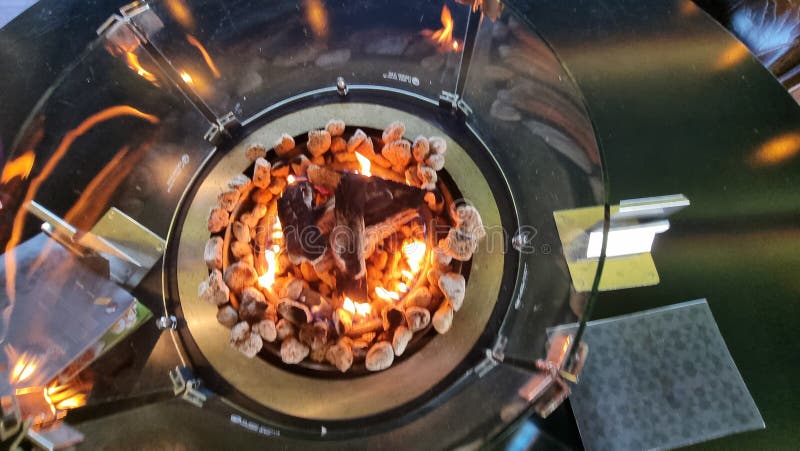 Fire Coal Heating Outside from Gass Stock Image - Image of fireplace ...