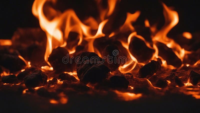Fire in the Coals a Burning Texture with a Black Backdrop and a Smooth ...