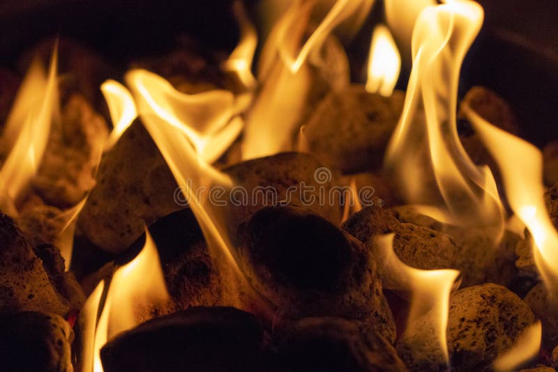 Fire and Coals Close Up stock photo. Image of flame - 117272466