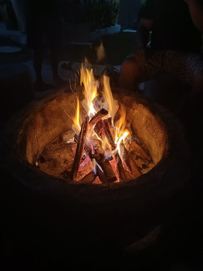 Fire on cold trip stock photo. Image of kintamani, tree - 282171794