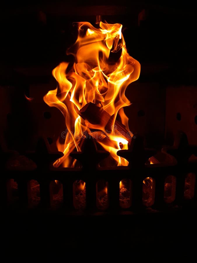 Fire on a Cold Winter Evening Stock Photo - Image of warm, cold: 249740202