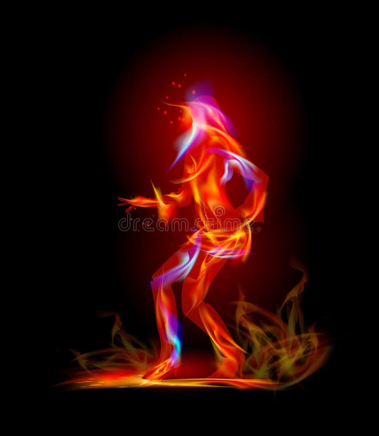 Flame dancing girl stock illustration. Illustration of fantasy - 35068530
