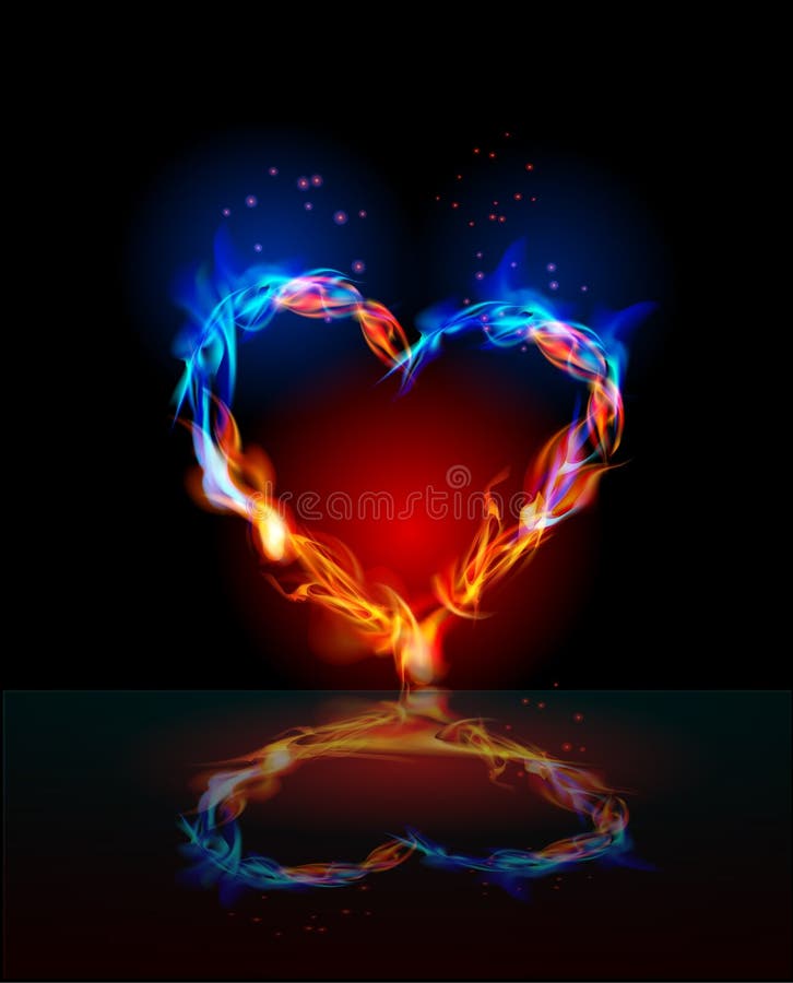 Flaming Fire Love Heart stock illustration. Illustration of modern ...