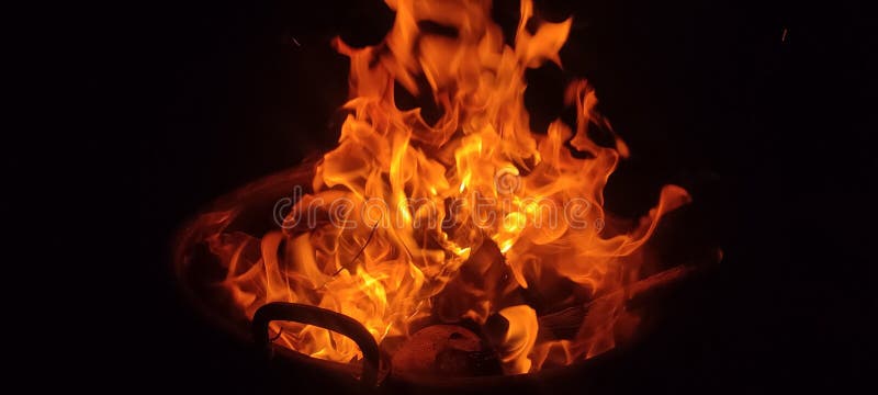 Fire that Comes from Coconut Shells Stock Image - Image of bali, fire ...