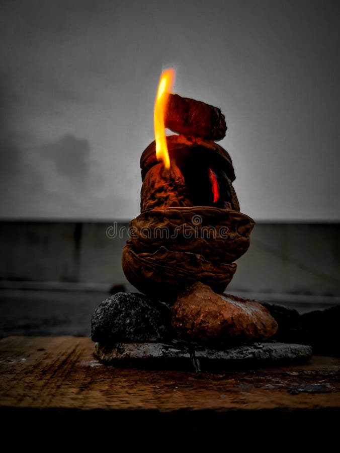 Fire Coming Out from Nutshell Just Like Lava Stock Image - Image of ...