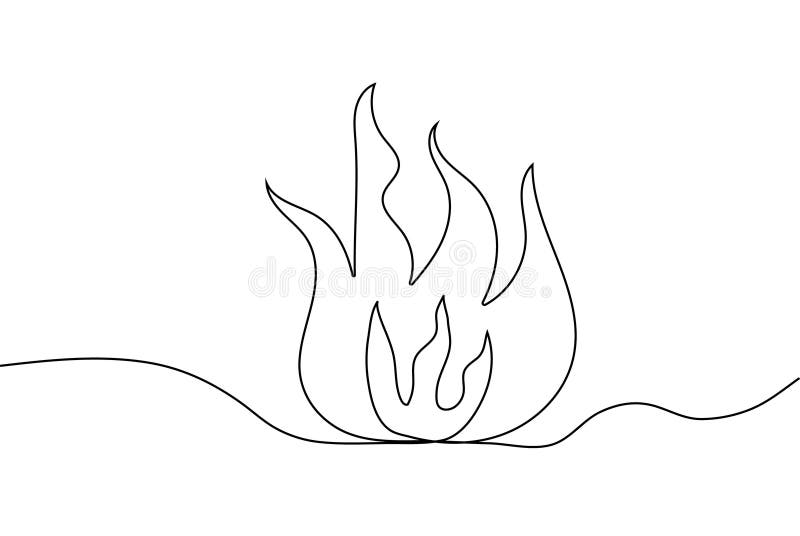 Fire in Continuous Line Style. Flame Line Art Vector Illustration Stock ...