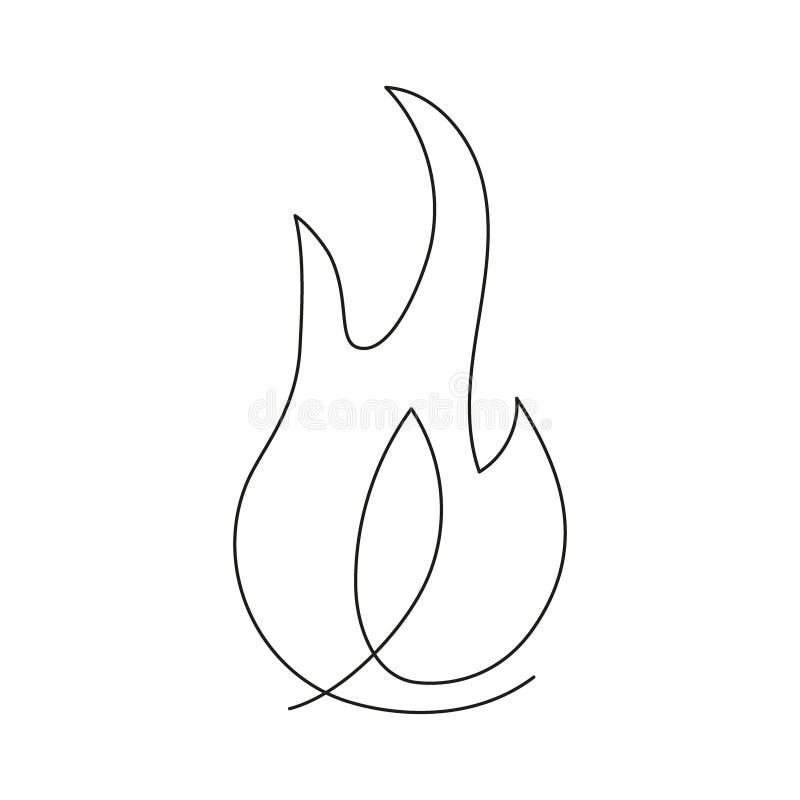 Fire Continuous Single Art Line Drawing. Flame Shape, Bonfire, Gas Icon ...