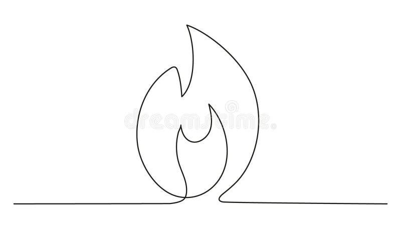 Fire Continuous Single Art Line Drawing. Flame Shape, Bonfire, Gas Icon ...