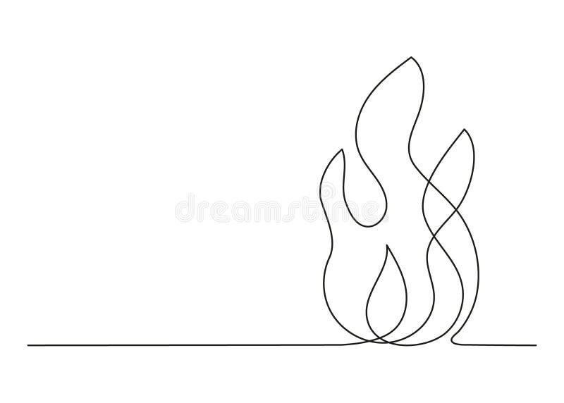 Fire Continuous Single Art Line Drawing. Flame Shape, Bonfire, Gas Icon ...