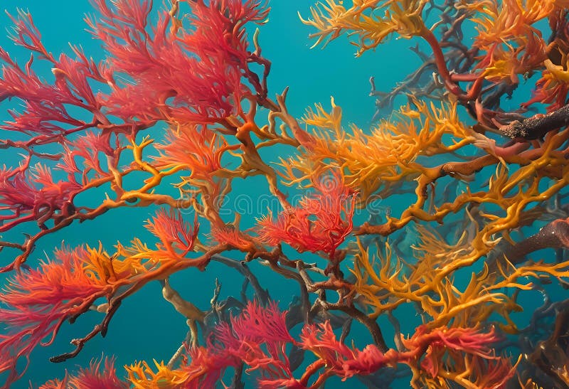 Fire Coral Spreading Out in the Ocean.AI Generated Stock Illustration ...