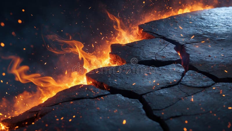 Fire Cracked Black Stone Sparks Embers Stock Photos - Free & Royalty ...